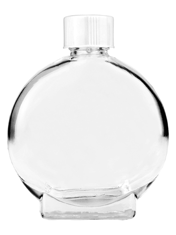 Circle design 15ml, 1/2oz Clear glass bottle with short white cap. For ...
