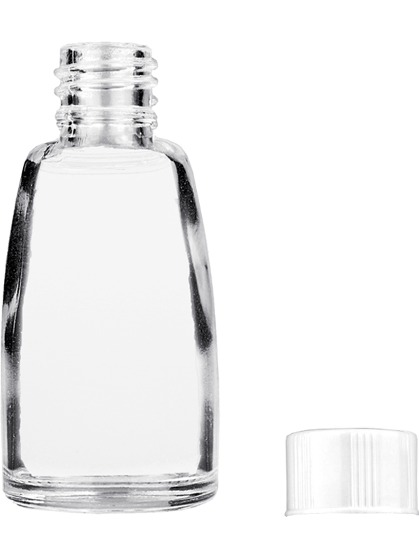 Bell design 10 ml Clear glass bottle with short white cap. For use with ...