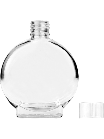 Circle design 15ml, 1/2oz Clear glass bottle with short white cap. For ...